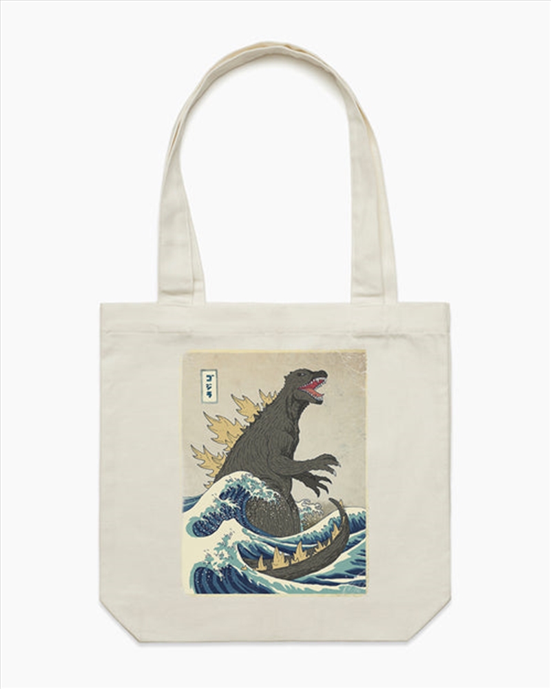 Buy The Great Godzilla Off Kanagawa Tote Bag - Natural Online | Sanity