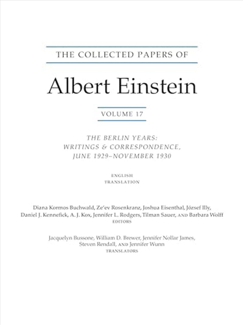Buy The Collected Papers of Albert Einstein, Volume 17 (Translation ...