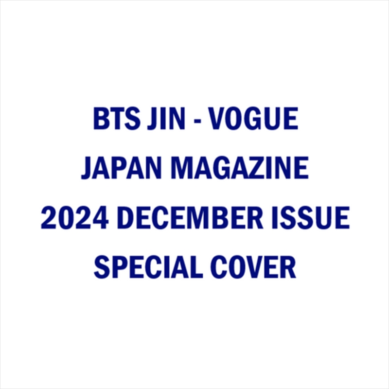 Buy Bts Jin - Vogue Japan Magazine 2024 December Issue Special Cover ...