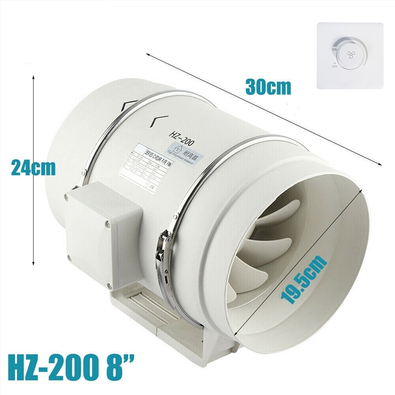 Buy 8inch Extractor Fan Duct Hydroponic Inline Exhaust Vent Industrial ...