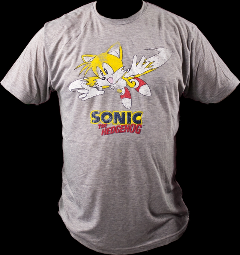 Buy Sonic the Hedgehog - Tails Classic Grey Marle Male T-Shirt M Online ...