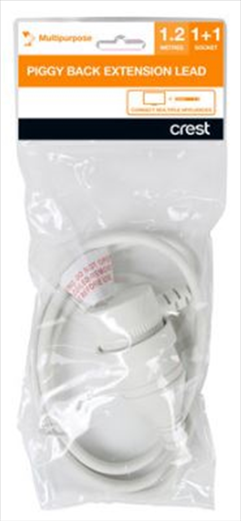 Buy Crest Piggy Back Extension Lead White 1 Socket - 1.2M, Electronics ...