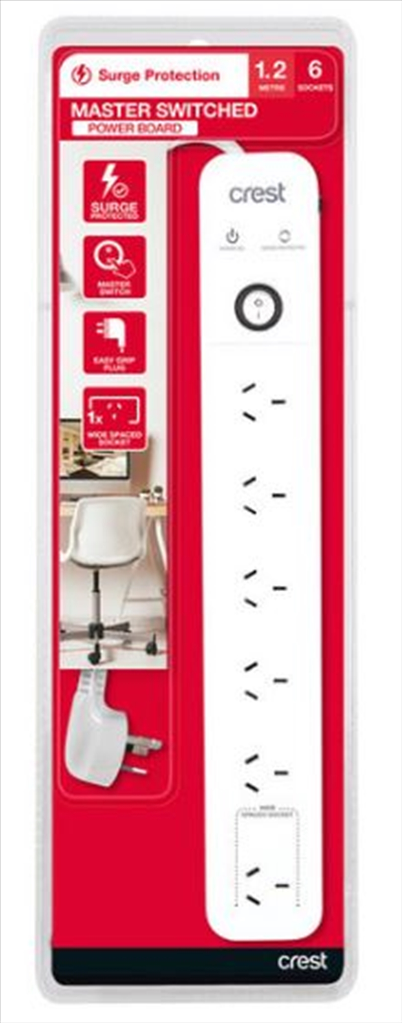 Buy Crest Power Board Surge 6 Sockets / Master Switch - 1.2M ...
