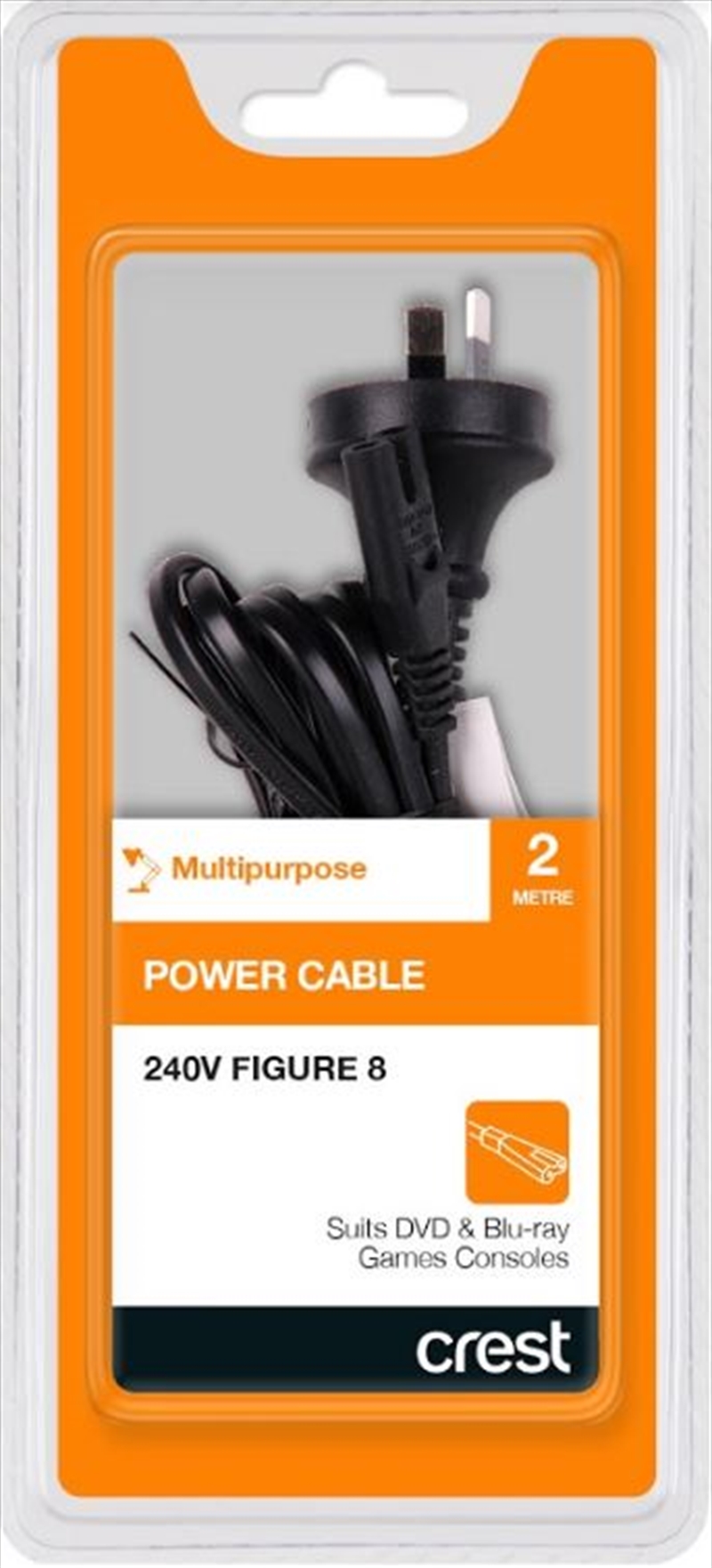 Buy Crest Fig8 Power Cable 240V For Gaming Consoles - 2M, Electronics ...