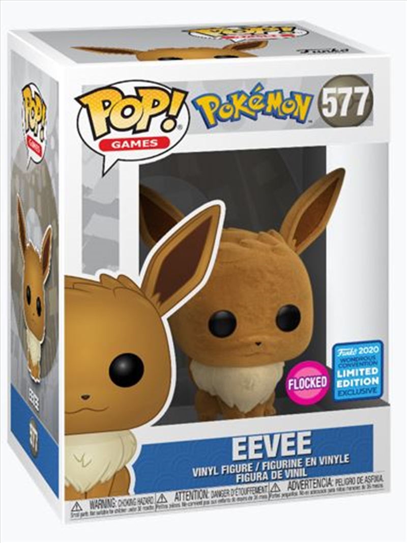 Wonder Con 2020 - Pokemon - Eevee Flocked Pop! Vinyl Pop Vinyl | Sanity