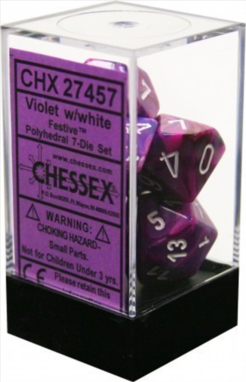 Buy D7-Die Set Dice Festive Polyhedral Violet/White (7 Dice in Display ...