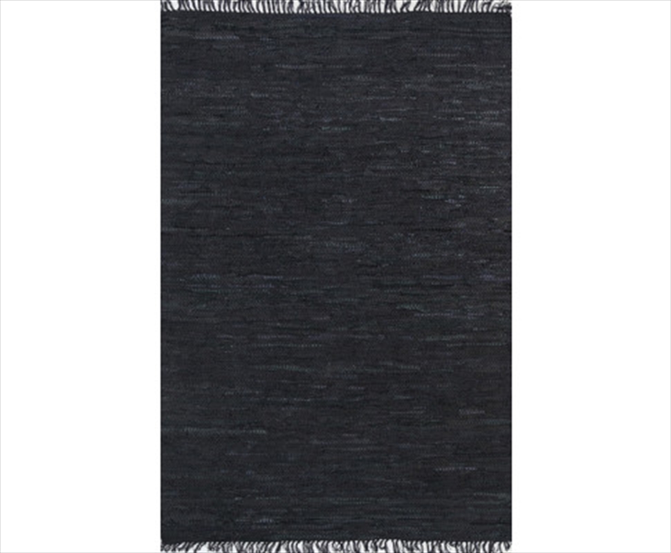 Buy Black Leather Rug 200x200cm Round Online | Sanity