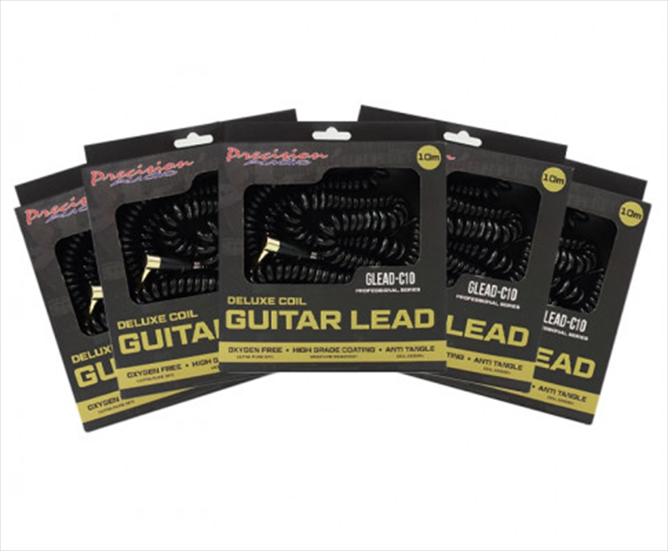 Buy 5 Pack 1/4" To 1/4" 6.35mm Deluxe Coil Studio Guitar Lead Straight ...