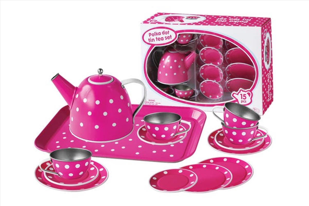 Buy 15 Pc White Polka Dot Tin Tea Set Online | Sanity