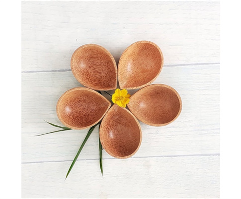 Buy Coconut Wood Tear Drop bowls set of 5 Online | Sanity