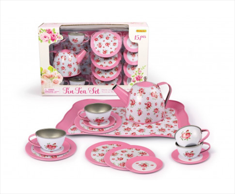 Buy Pink Rose Tin Tea Set- 15 Piece Online | Sanity
