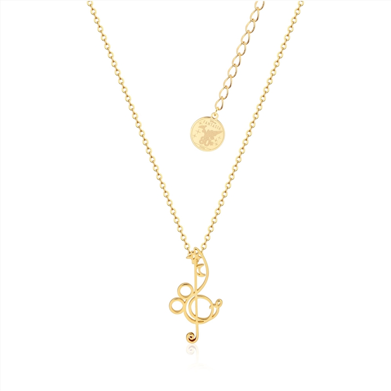 Disney Fantasia Mickey Mouse Treble Clef Necklace - Gold | Buy Online
