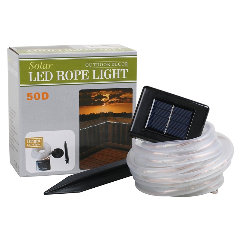 Buy 50 LED Solar Powered Rope Lights White Outdoor Party Lights ...