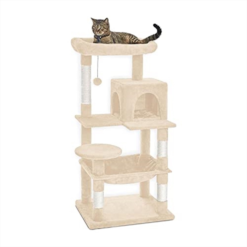 Buy Floofi 118cm Plush Cat Condo Cat Tree Beige FI-CT-171-ZZ Online ...