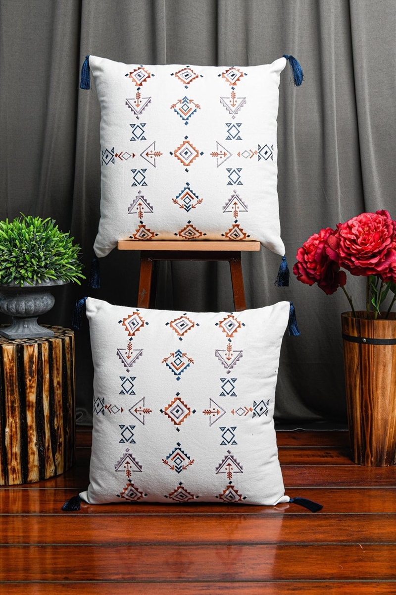 Buy Tassels Linen Cushion Cover 50*50cm Beige Handmade Boho rustic ...