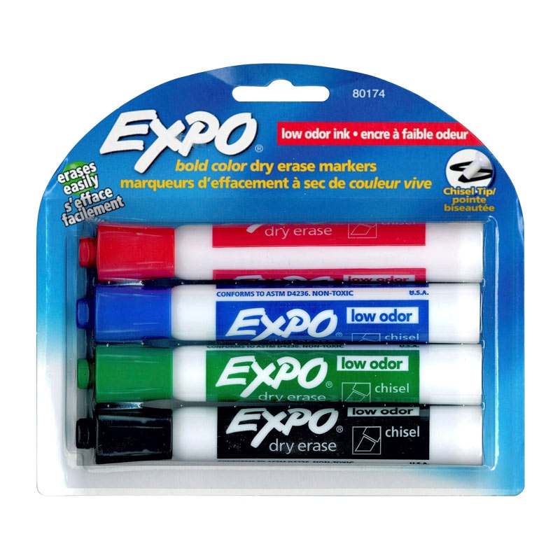 Buy Expo White Board Marker Chisel Tip Assorted Colors in Box of 4 ...