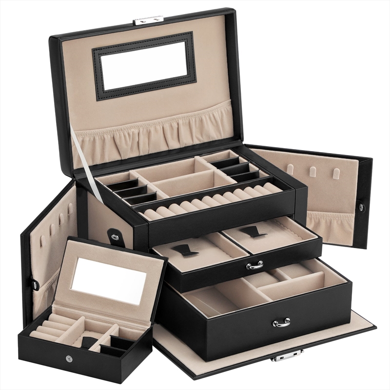 Buy Songmics Large Lockable Jewellery Box with 2 Drawers Mirror Online ...
