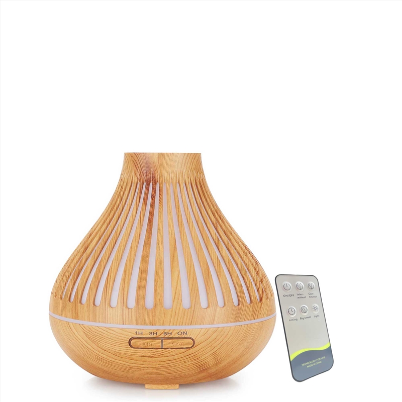 Buy Essential Oil Aroma Diffuser and Remote - 500ml Flat Top Wood Mist ...