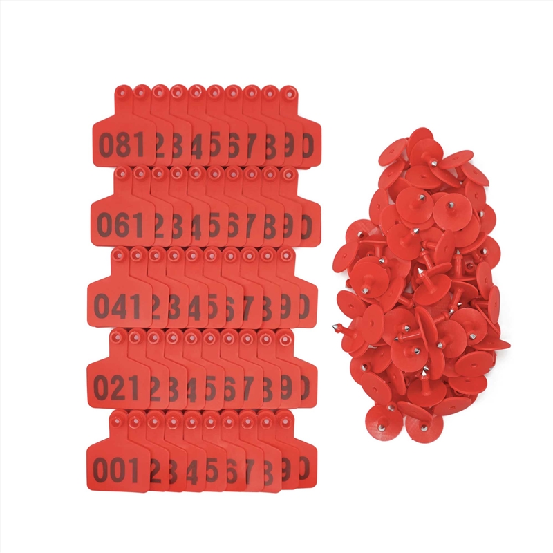 Buy 1-100 Cattle Number Ear Tags 5x4cm Set - Small Red Pig Goat ...
