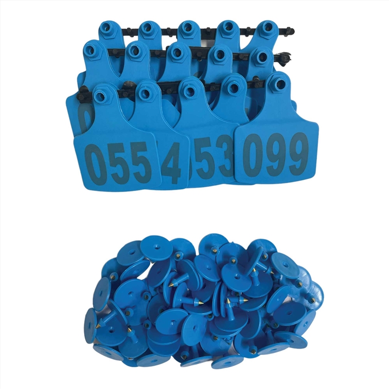 Buy 1-100 Cattle Number Ear Tags 7.5x10cm Set - XL Blue Cow Sheep ...
