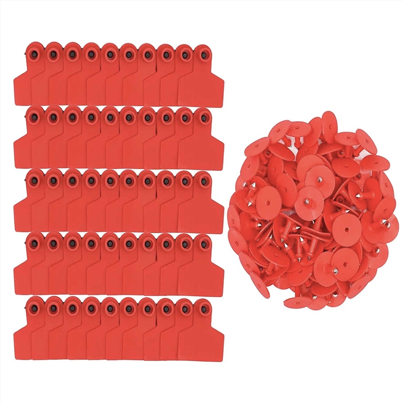 Buy 100x Cattle Ear Tags Set - 6x7cm Medium Red Blank Cow Pig Sheep ...