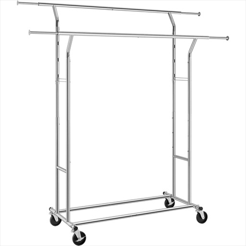 Buy SONGMICS Metal Clothes Rack Stand on Wheels Heavy Duty Silver ...