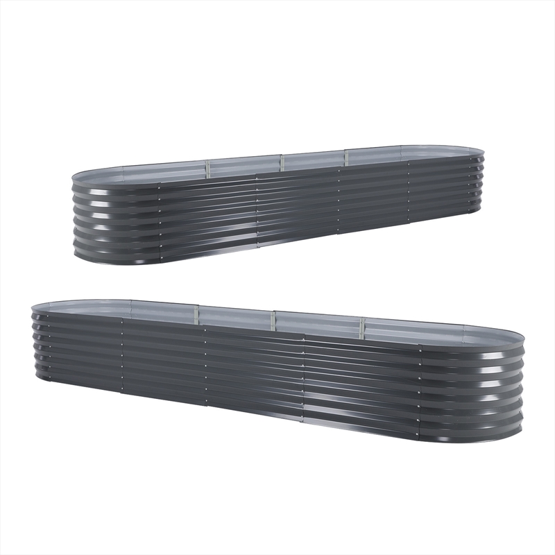 Buy Home Ready 2 Set 320 x 80 x 45cm Grey Raised Garden Bed Galvanised ...